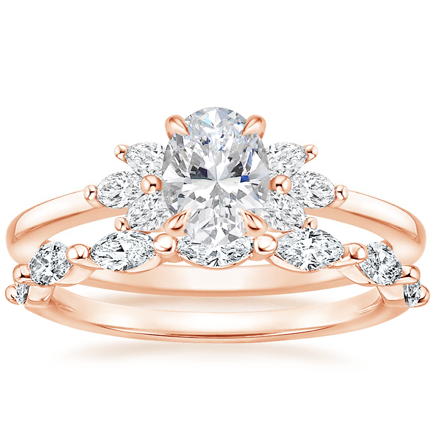 14K Rose Gold Stella Diamond Ring with Joelle Diamond Ring | Brilliant ...