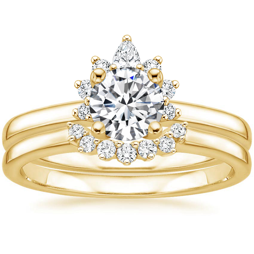 18K Yellow Gold Crescent Diamond Bridal Set | Brilliant Earth