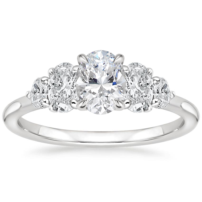 18K White Gold Oval Five Stone Diamond Ring (1 ct. tw.)