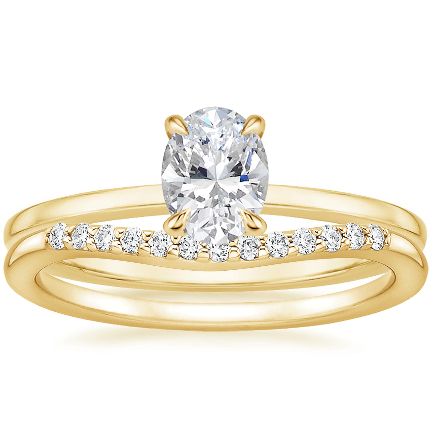 Lumiere Diamond Ring with Petite Curved Diamond Ring (1/10 ct. tw.) in ...