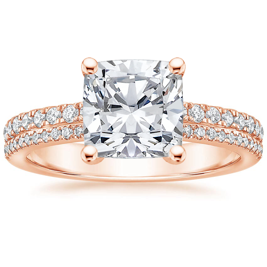 14K Rose Gold Fiona Double Band Diamond Ring with Flair Diamond Ring (1 ...