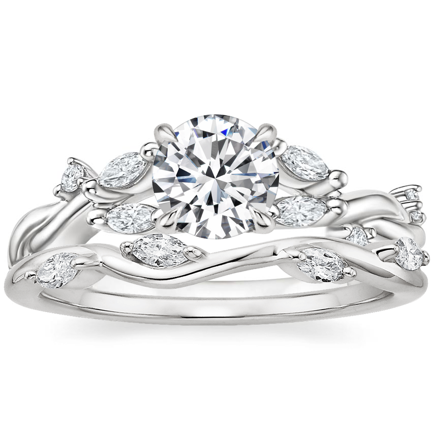 Azalea Twist Diamond Ring with Winding Willow Diamond Ring in 18K White ...