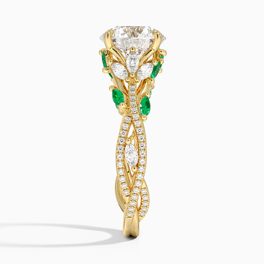 18K Yellow Gold Luxe Secret Garden Lab Emerald and Diamond Ring