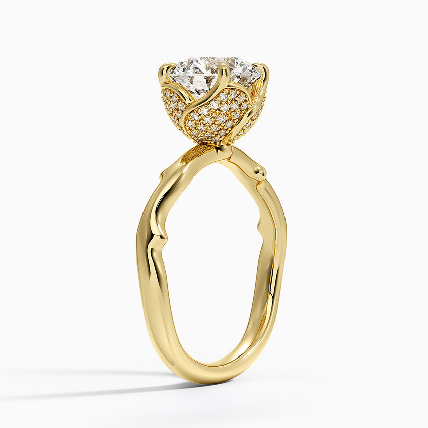 18K Yellow Gold Rose Thorn Hidden Accent Diamond Ring (1/4 ct. tw.)