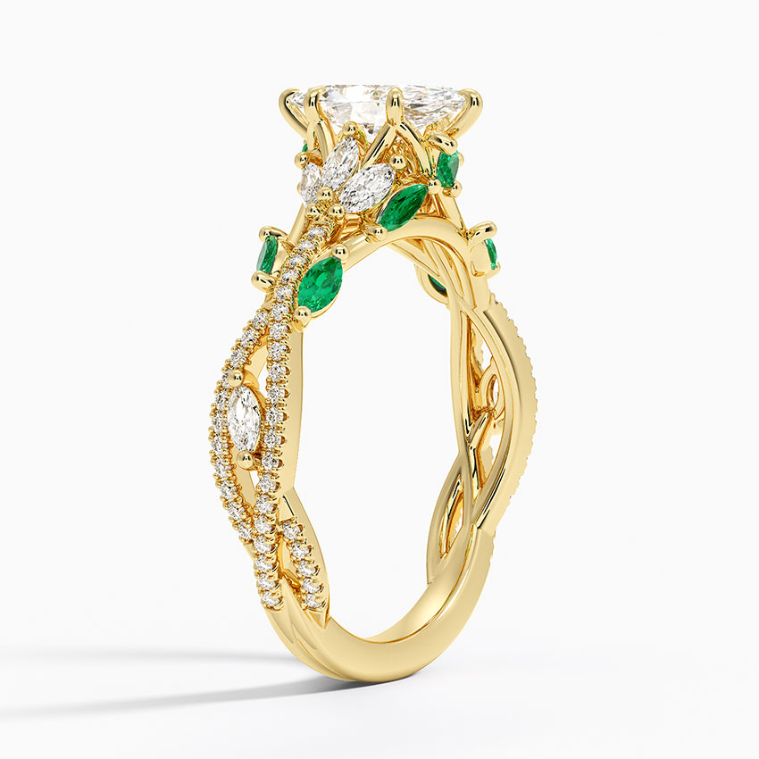 Luxe Secret Garden Lab Emerald and Diamond Ring in 18K Yellow Gold ...