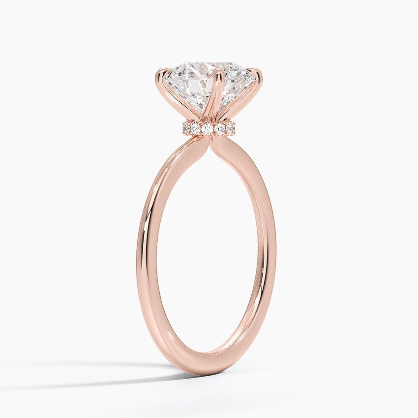 14K Rose Gold Petite Secret Halo Diamond Ring