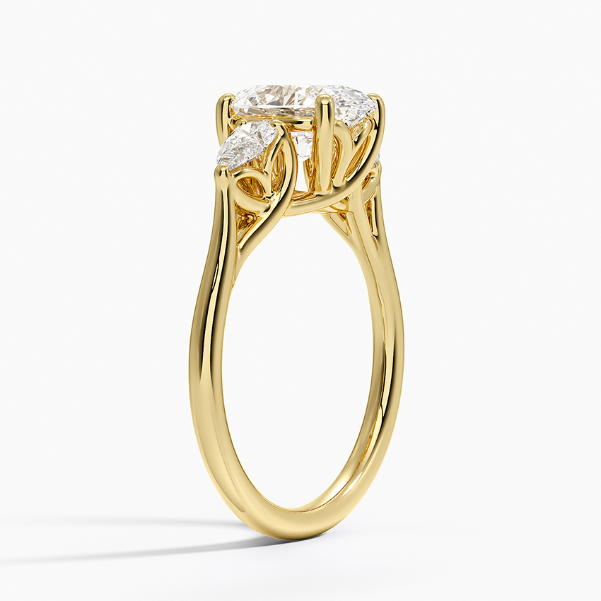 Trellis Three Stone Pear Diamond Ring