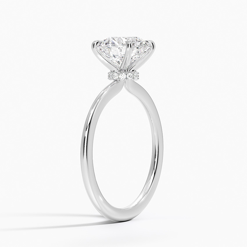 18K White Gold Petite Secret Halo Diamond Ring