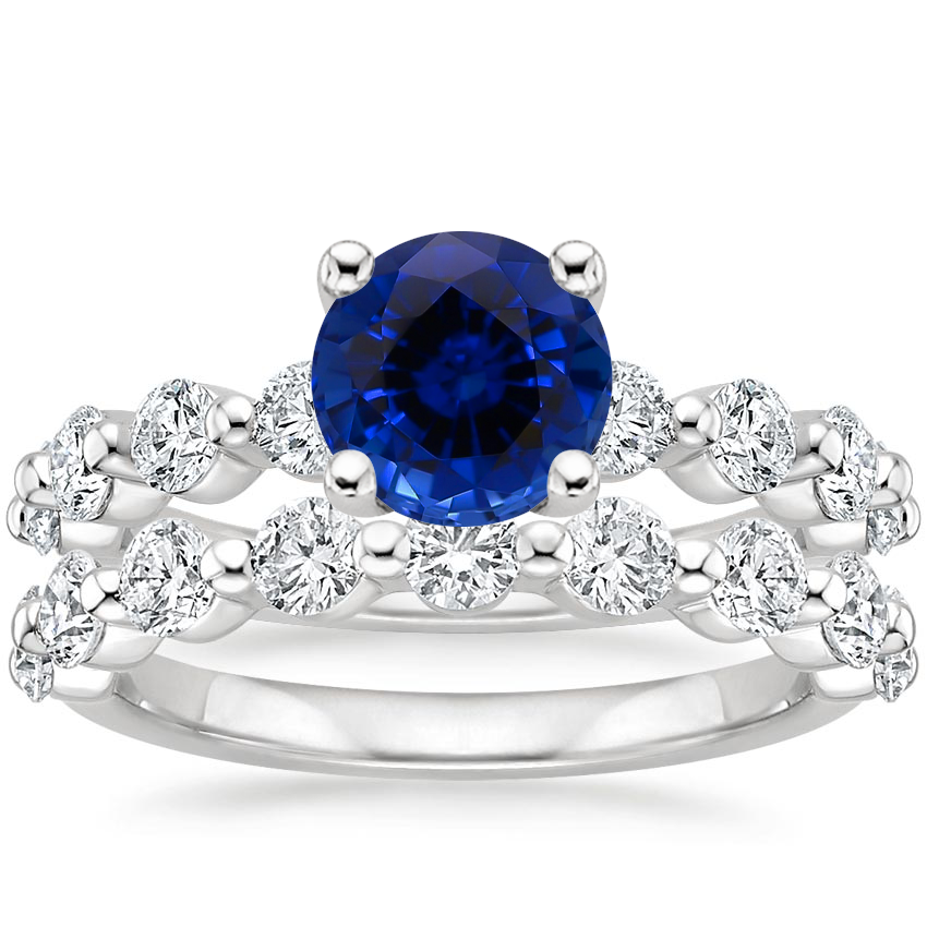 Sapphire Monaco Diamond Bridal Set in Platinum