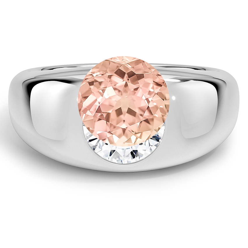 Lab Grown Sapphire Sloane Flush Set Solitaire Dome Ring in 18K White Gold