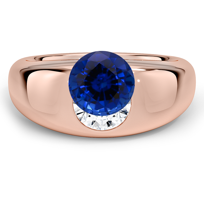 Sapphire Sloane Flush Set Solitaire Dome Ring in 14K Rose Gold