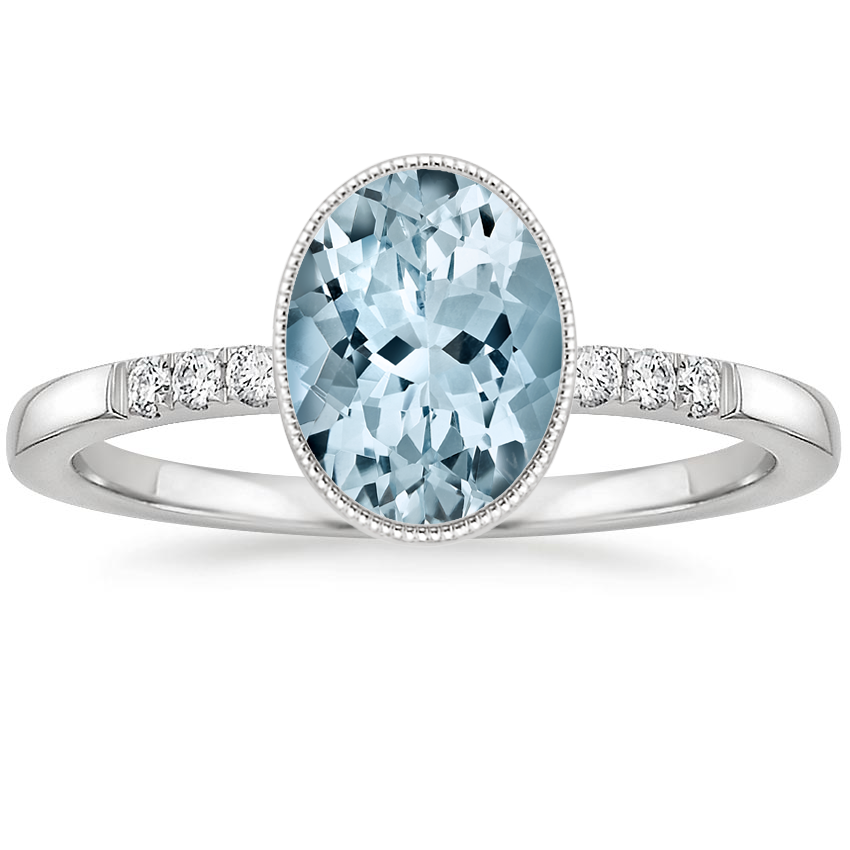 Aquamarine Imogen Diamond Ring in 18K White Gold