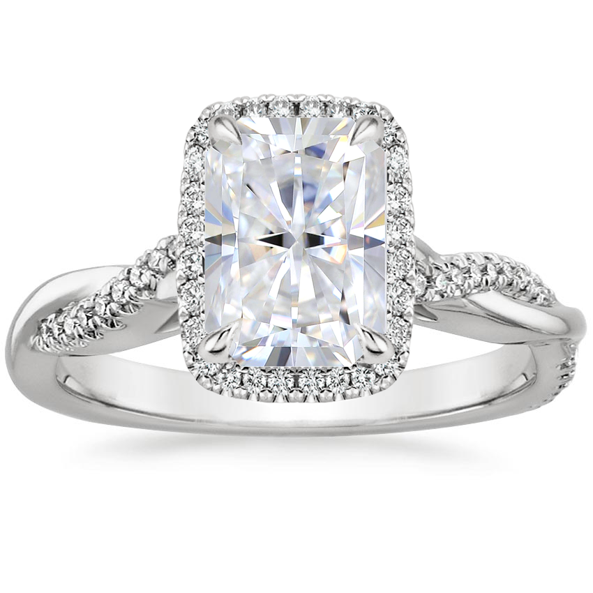Moissanite Petite Twisted Vine Halo Diamond Ring (1/4 ct. tw.) in 18K ...