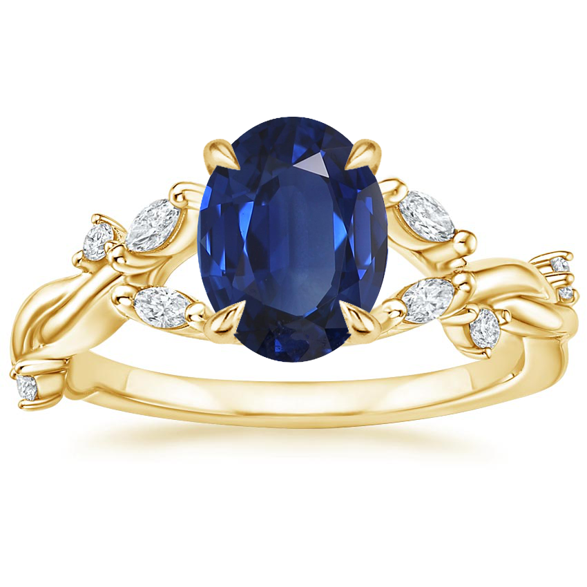 Sapphire Azalea Twist Diamond Ring in 18K Yellow Gold