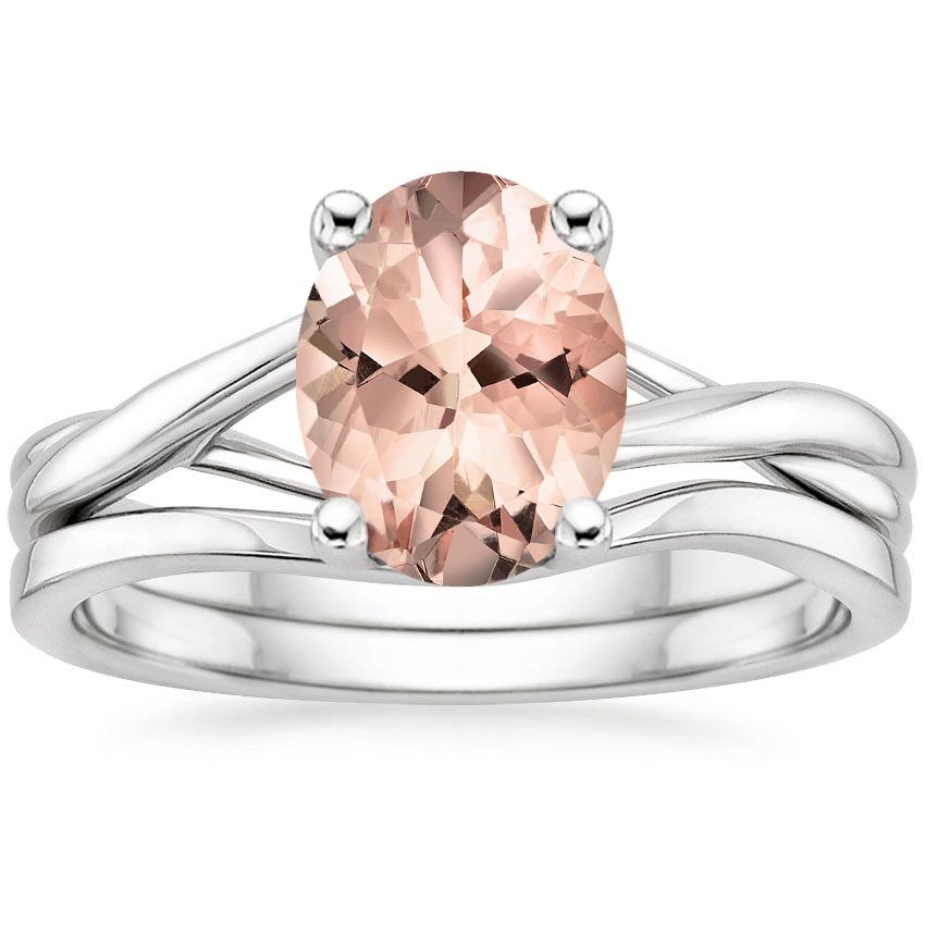 Morganite Grace Bridal Set in 18K White Gold