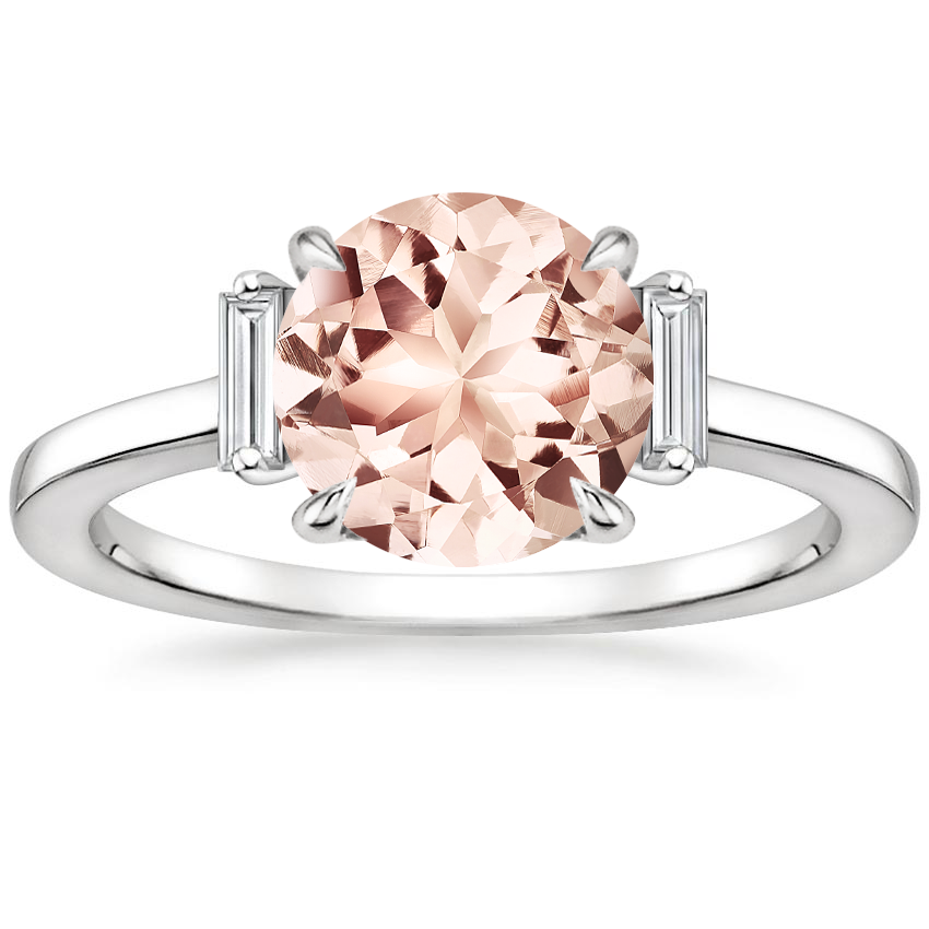Morganite Piper Diamond Ring in 18K White Gold