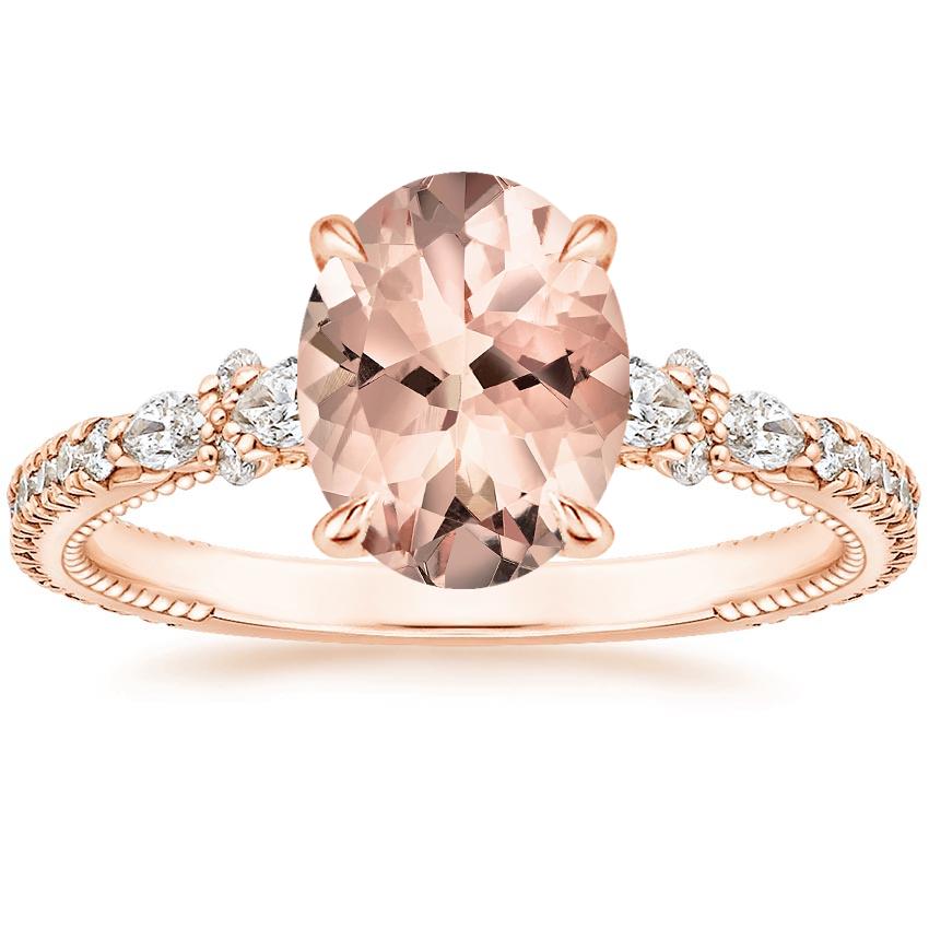 Morganite Primrose Diamond Ring in 14K Rose Gold