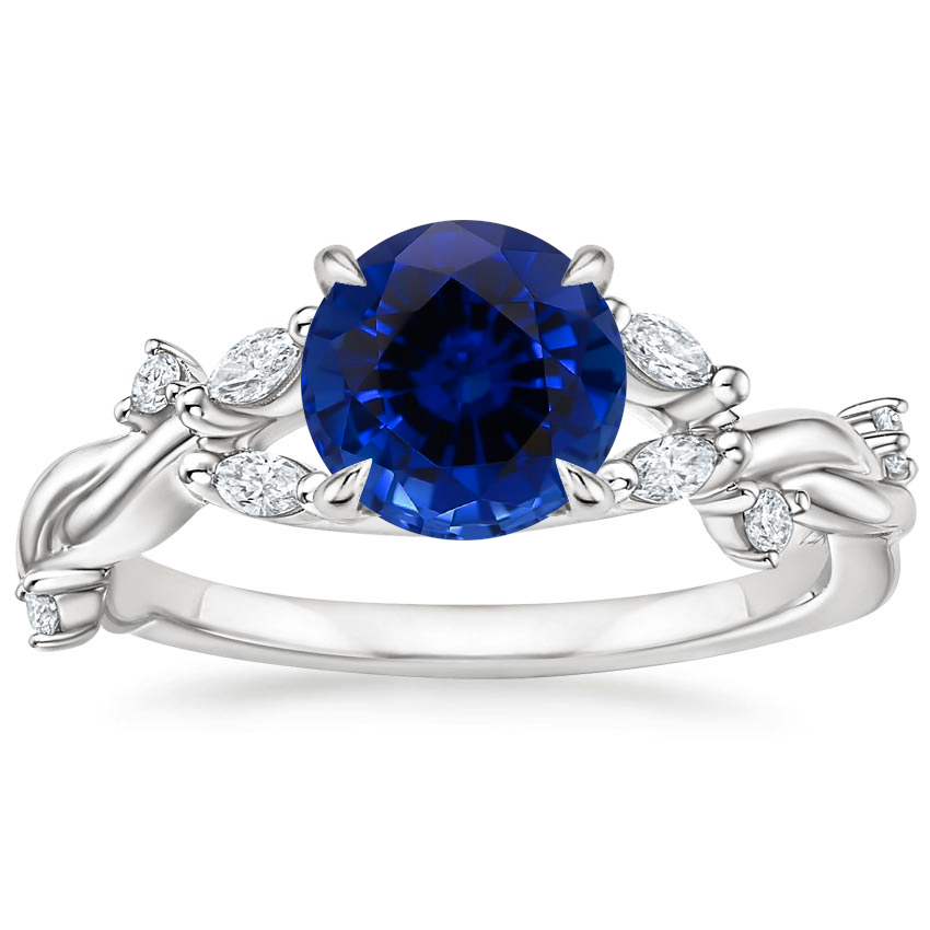 Sapphire Azalea Twist Diamond Ring in Platinum