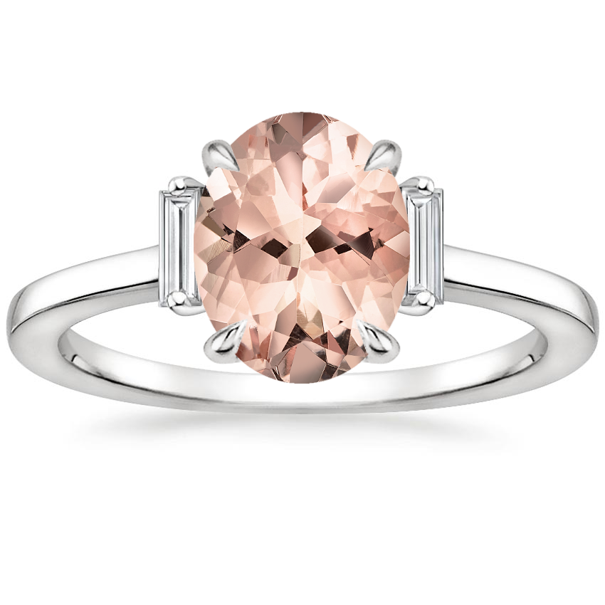 Morganite Piper Diamond Ring in 18K White Gold