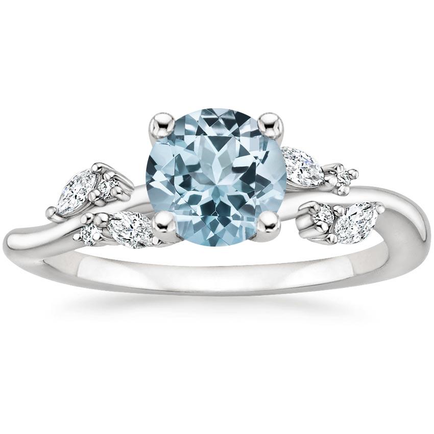 Aquamarine Arden Diamond Ring in 18K White Gold