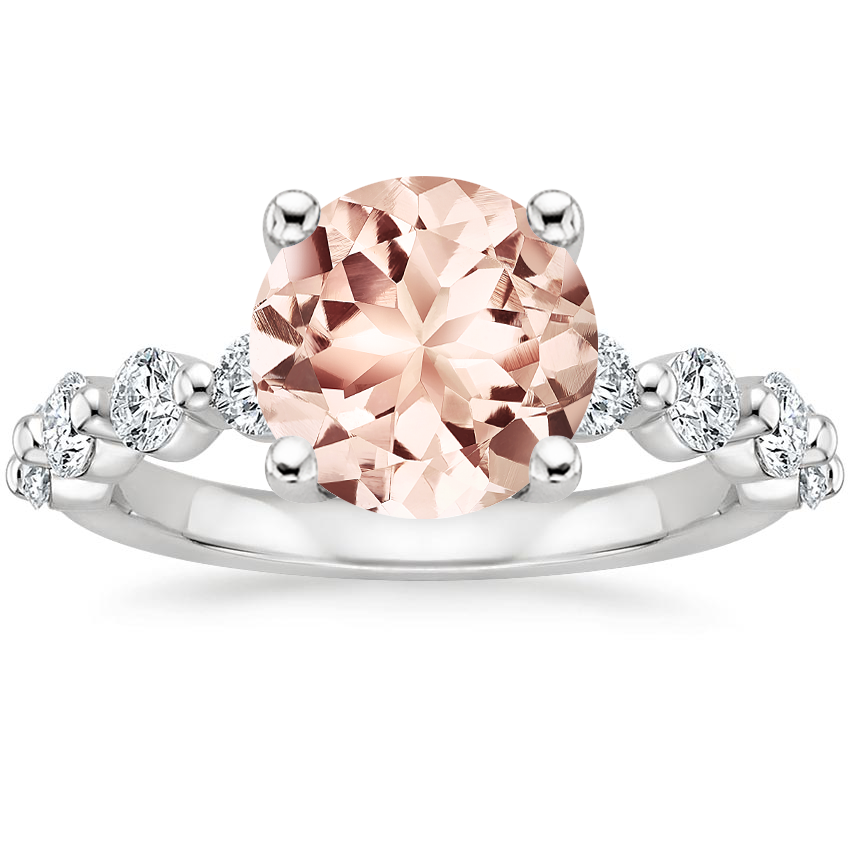 Morganite Monaco Diamond Ring (2/3 ct. tw.) in 18K White Gold