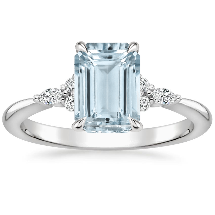 Aquamarine Nadia Diamond Ring in 18K White Gold