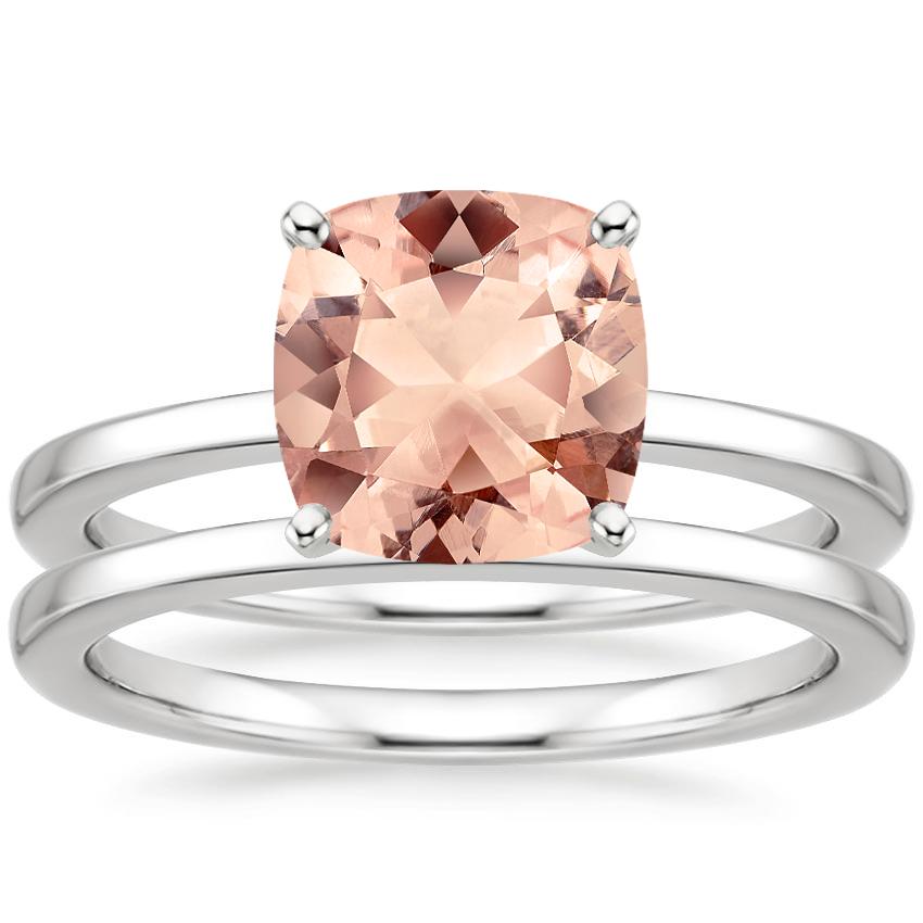 Morganite Petite Quattro Bridal Set in 18K White Gold