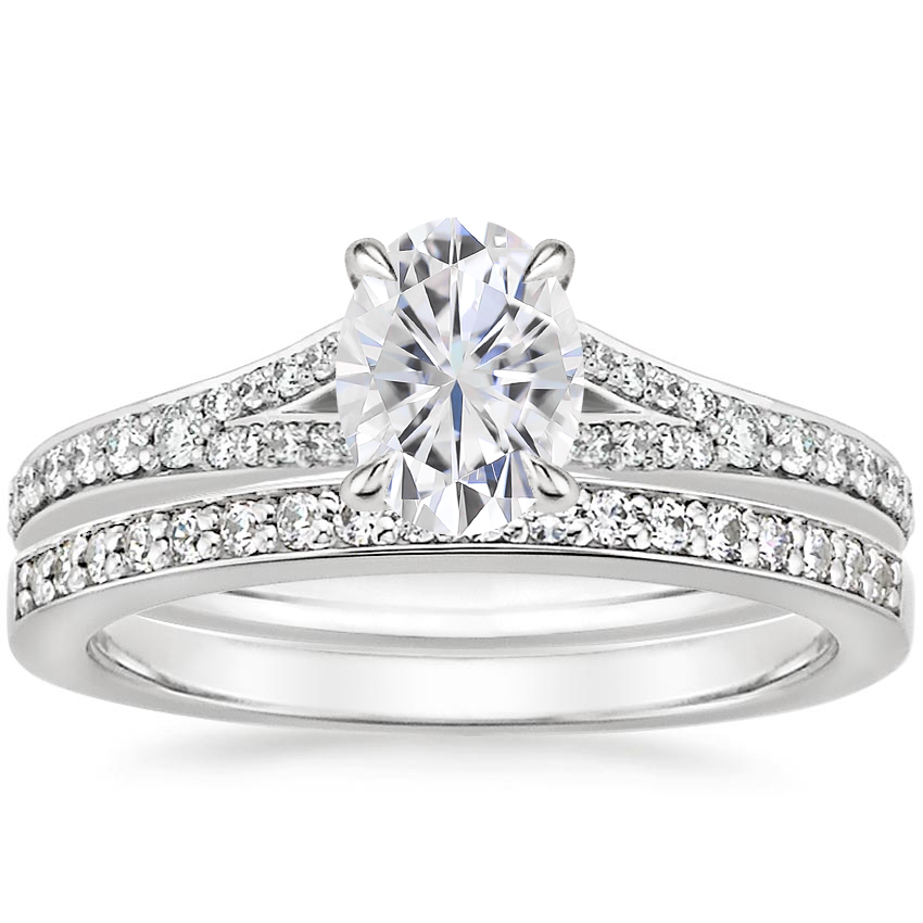 Moissanite Duet Diamond Bridal Set (1/3 ct. tw.) in 18K White Gold