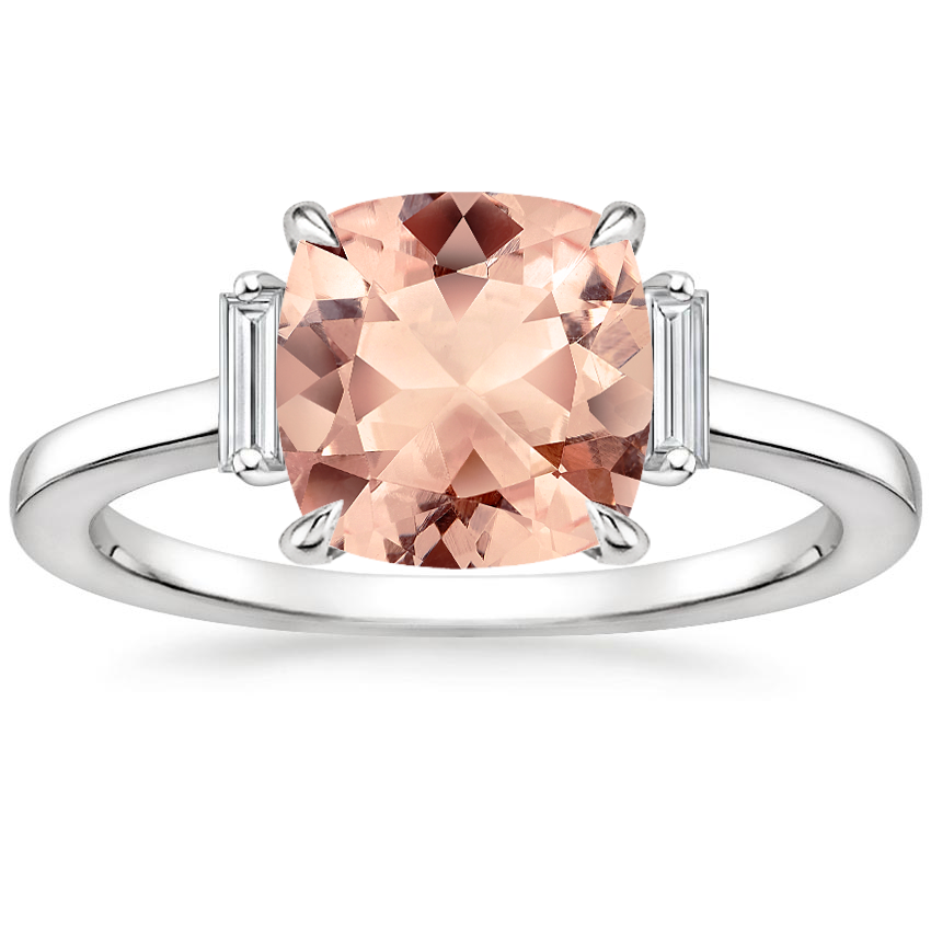 Morganite Piper Diamond Ring in 18K White Gold