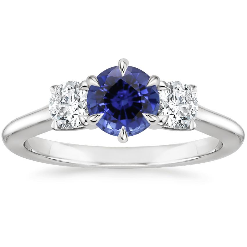 Sapphire Three Stone Catalina Diamond Ring (1/2 ct. tw.) in 18K White Gold