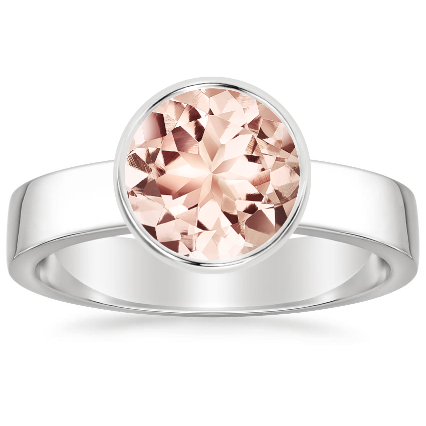 Morganite Vesper Ring in 18K White Gold