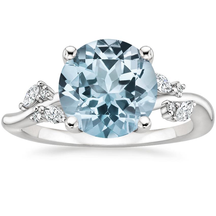 Aquamarine Arden Diamond Ring in 18K White Gold