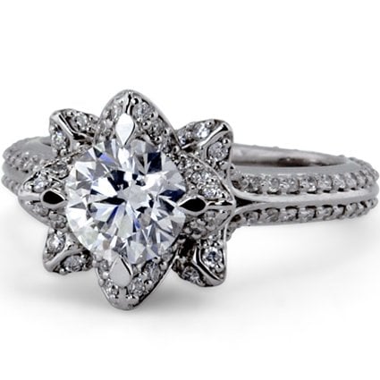 Custom Pave Flower Engagement Ring | Brilliant Earth
