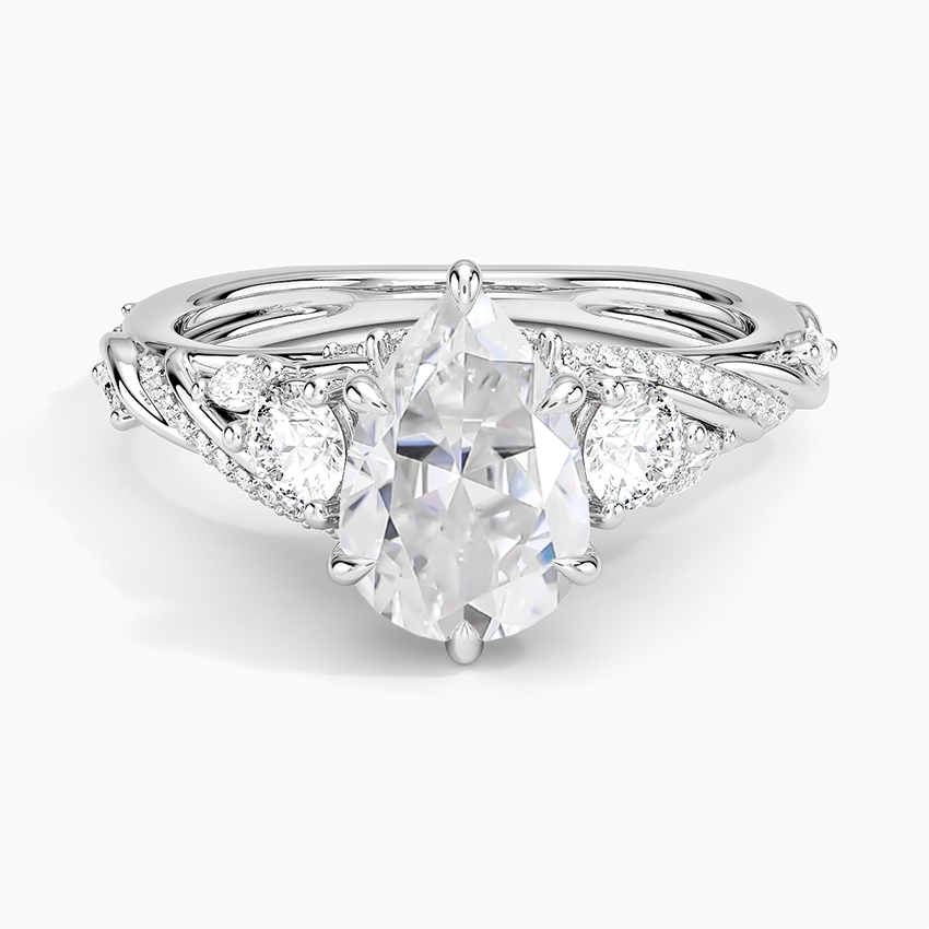 Moissanite Begonia Vine Three Stone Lab Diamond Ring (2/3 ct. tw.) in ...