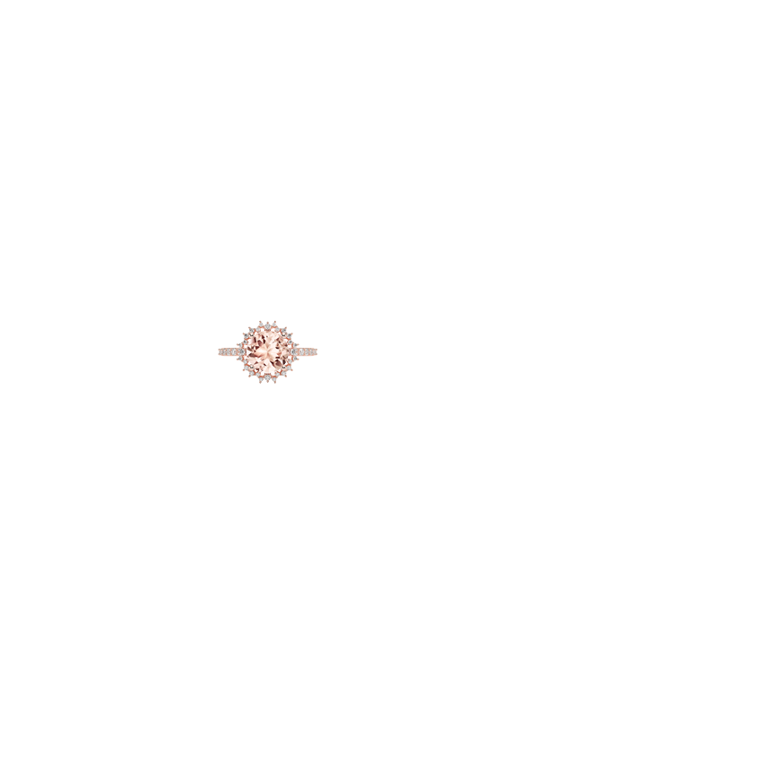 Morganite Twilight Halo Diamond Ring in 14K Rose Gold