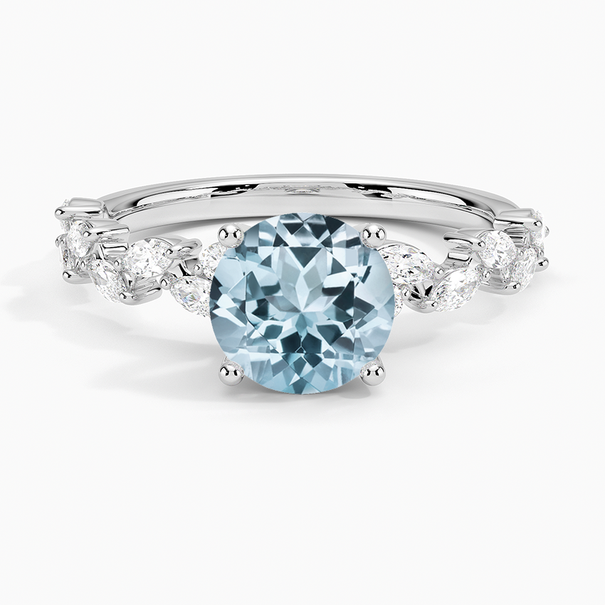 Aquamarine Hyacinth Diamond Ring in Platinum