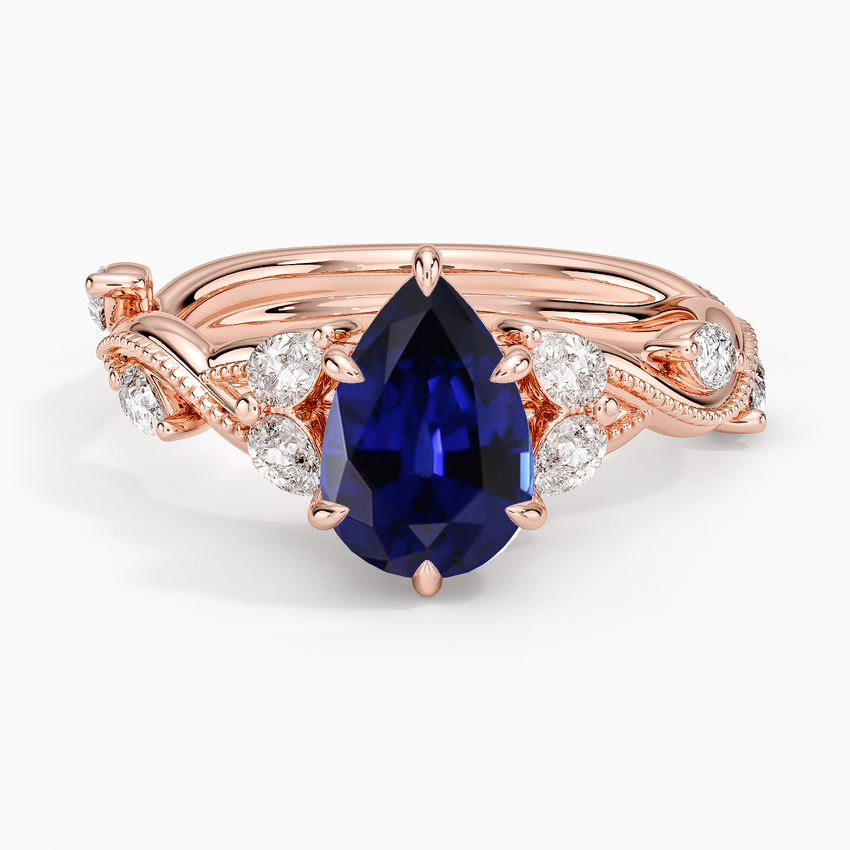 Lab Grown Sapphire Vintage Secret Garden Lab Diamond Ring (3/8 ct. tw ...