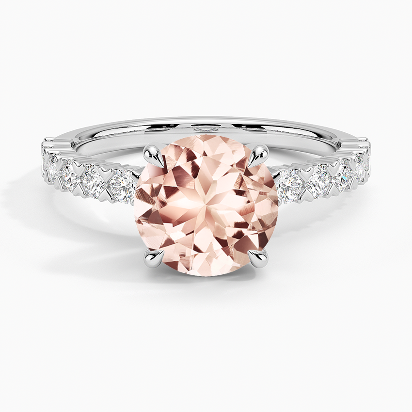 Morganite Valeria Diamond Ring in 18K White Gold
