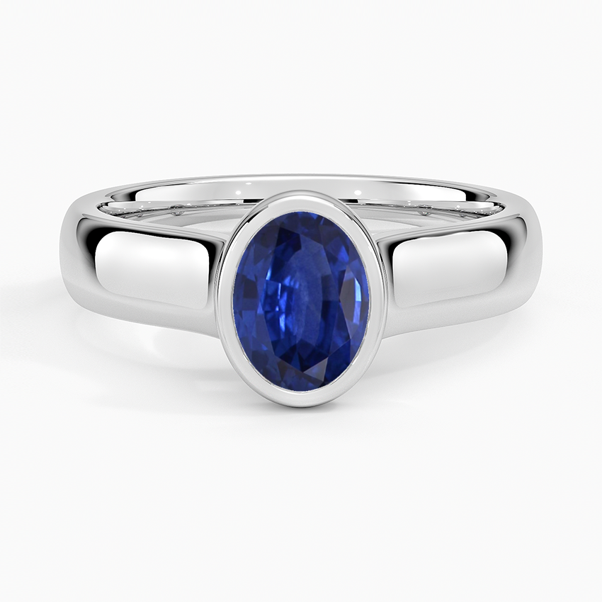 Sapphire Luna 4mm Bezel Ring in 18K White Gold | Brilliant Earth