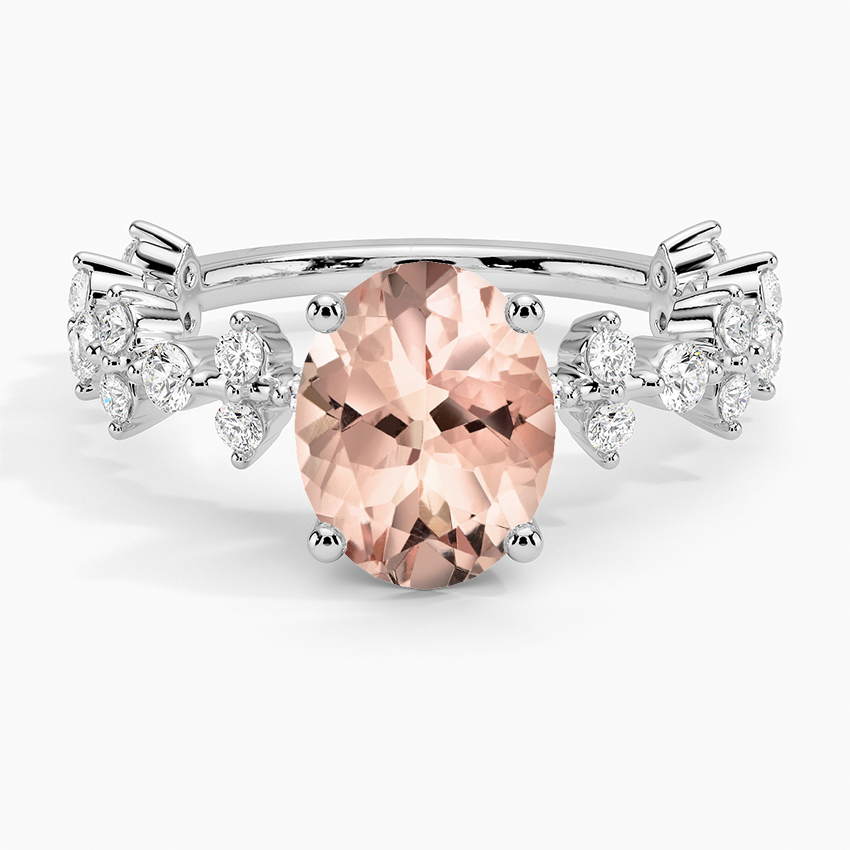 Morganite Reflection Diamond Ring in 18K White Gold