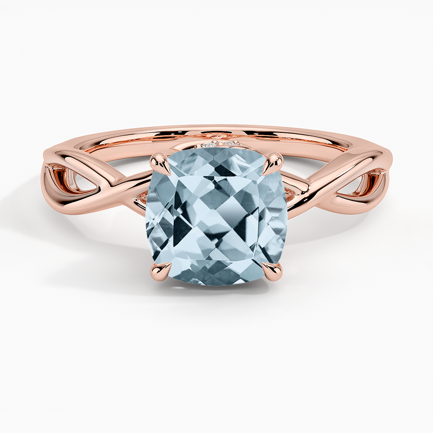 Aquamarine Eden Diamond Ring in 14K Rose Gold