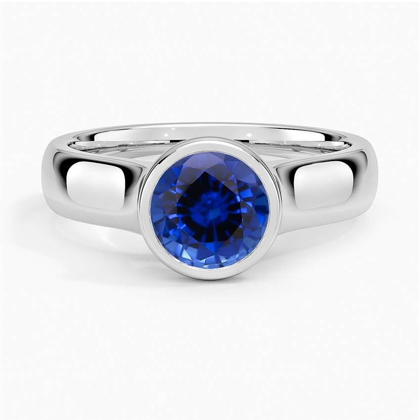 Sapphire Luna 4mm Bezel Ring in 18K White Gold | Brilliant Earth