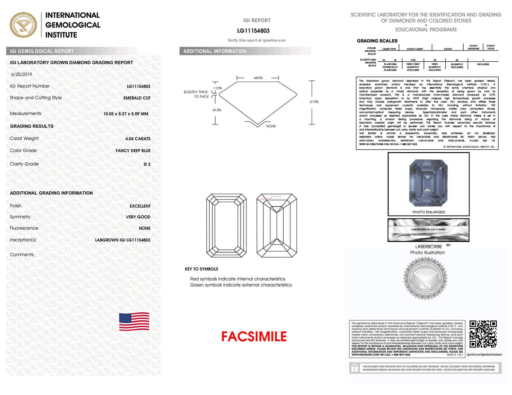 4.04 Ct. Fancy Deep Blue Emerald Lab Created Diamond | 5947314B