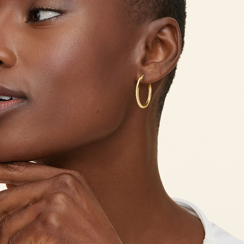 14K Yellow Gold 2mm Small Perfect Hoop Earrings