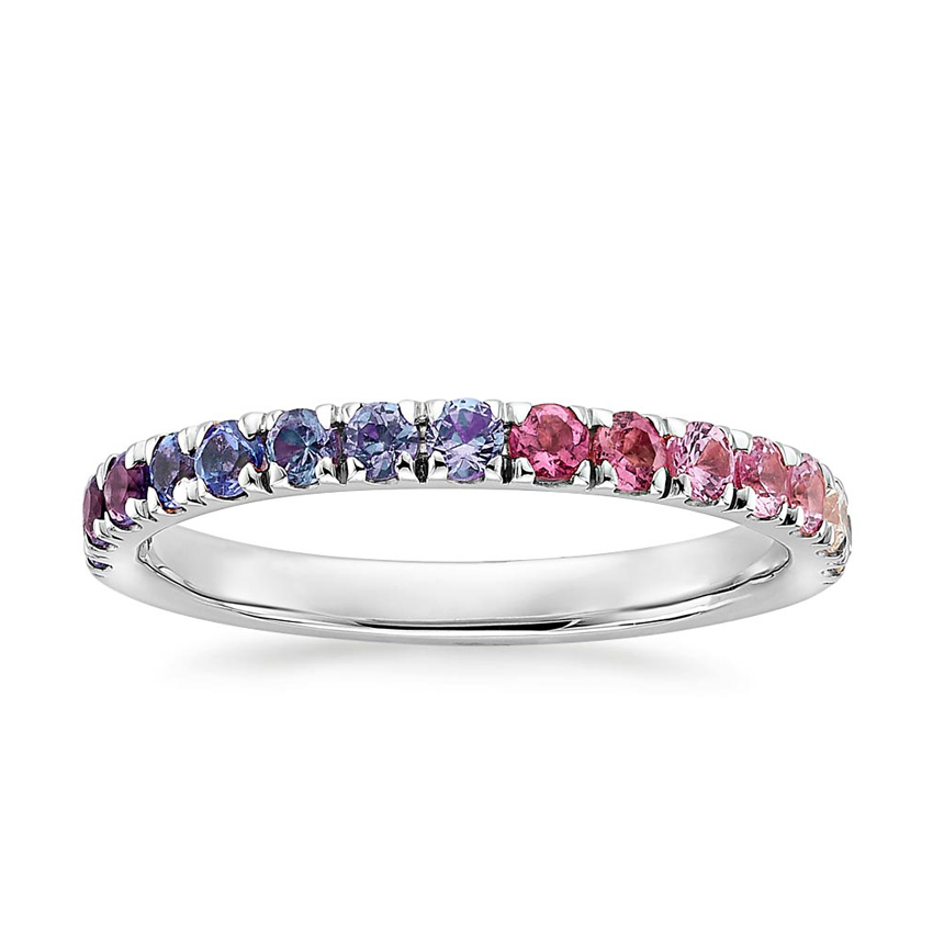 Burgundy Ombre Ring in 18K White Gold