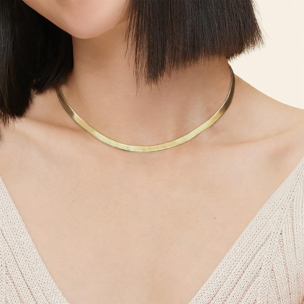 Dezi 16 Inch Gold Herringbone Necklace - Brilliant Earth