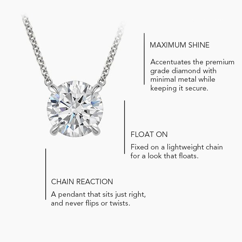 18K White Gold Perfect Solitaire Diamond Pendant | 1/2 Carat ...
