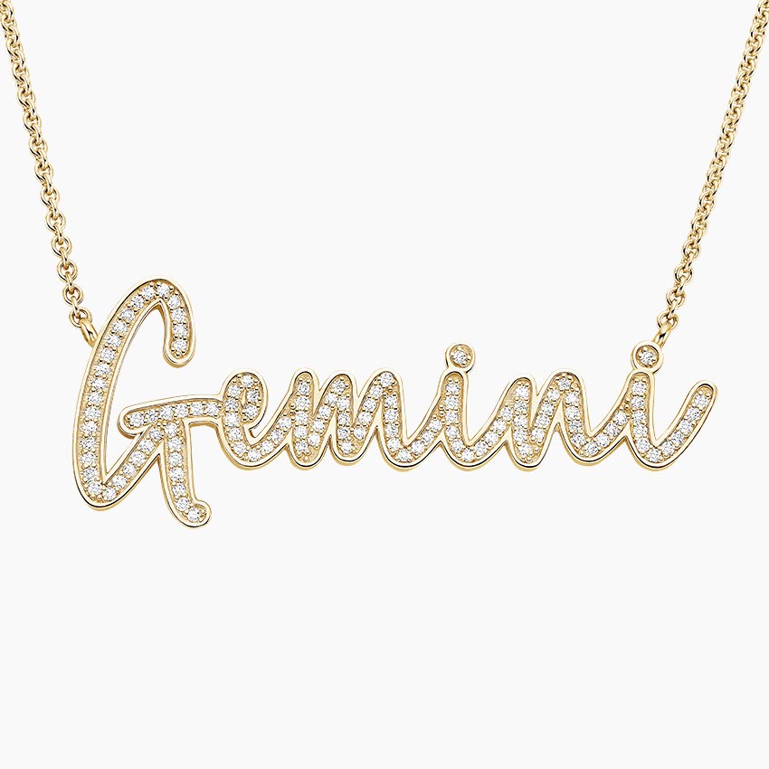 Handwritten Diamond Name Necklace in 14K Yellow Gold