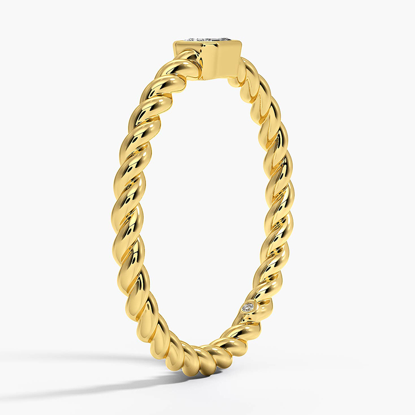 Ama Emerald Cut Lab Diamond Rope Ring in 14K Yellow Gold