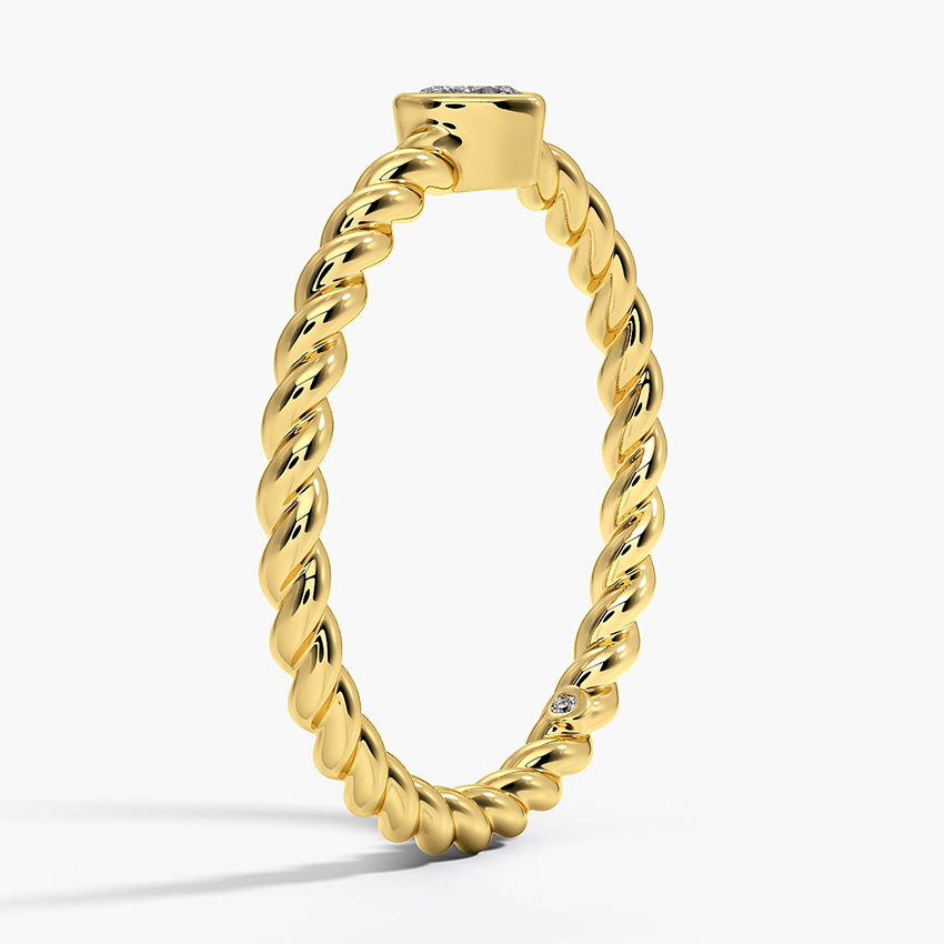 Ama Heart Shaped Lab Diamond Rope Ring in 14K Yellow Gold